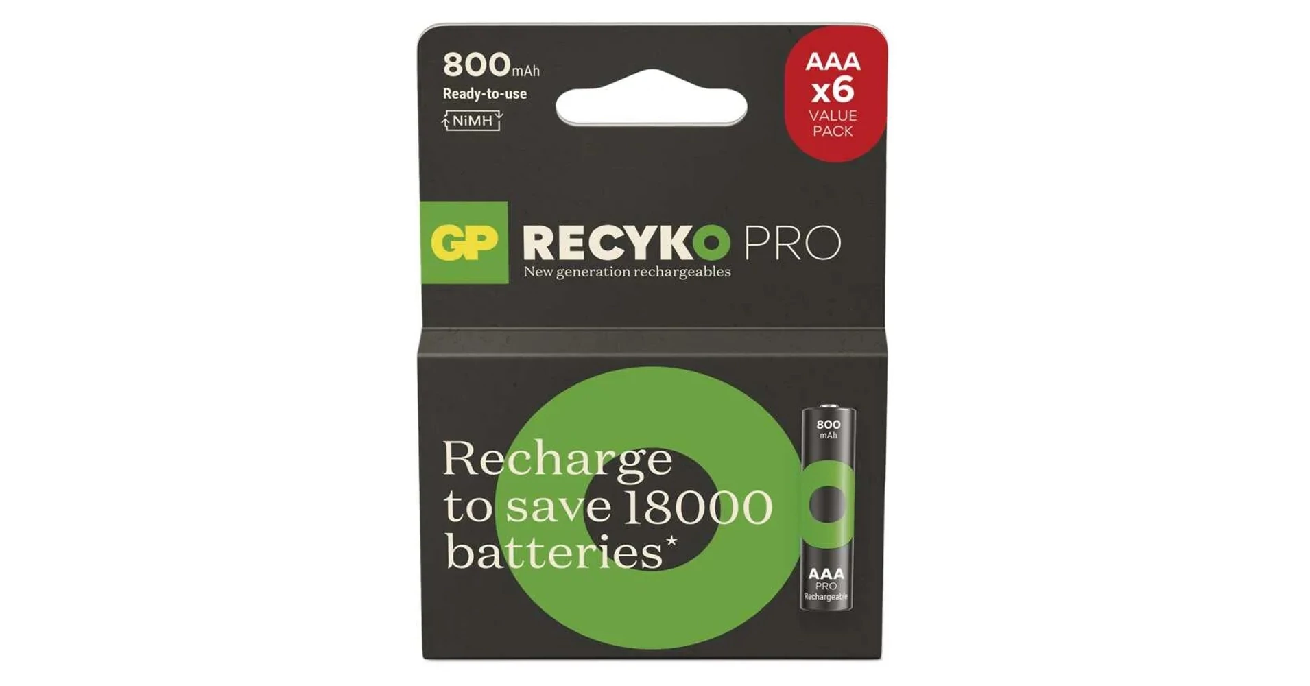 AAA 800mAh GP85AAAHCB-PP6 Recyko Pro mikro akku Ni-Mh - Elem és ...